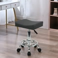 WKWKER Square Rolling Stool with Footrest PU Leather Height Adjustable ...