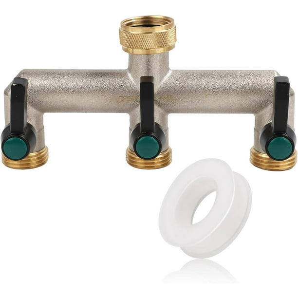 shiyou-Brass Garden Hose Splitter, Tap Splitter 3 Way with Teflon Tape ...