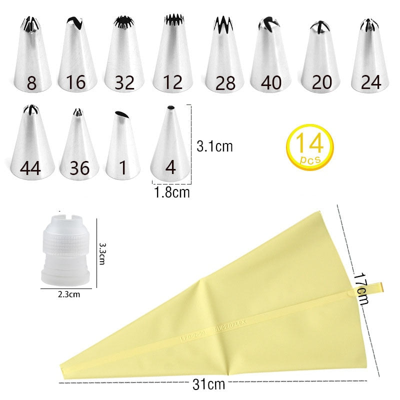Piping Pastry Bag With Nozzles Set For Confectionery Tips Baking And ...