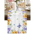 Burlap Table Runner 36 Inches Long, Spring Floral Retro White Plank Non ...