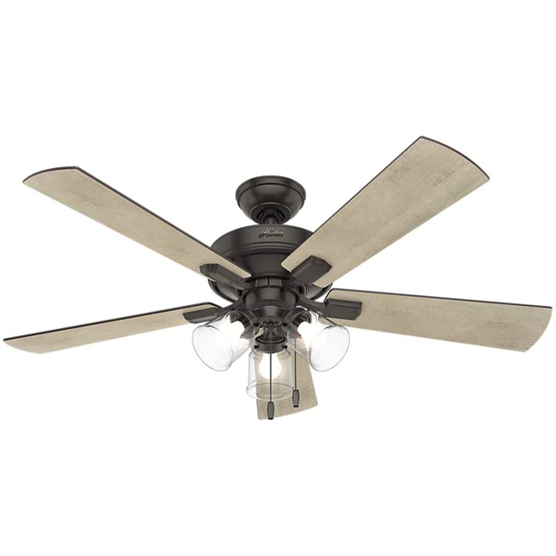 Hunter Crestfield 52 Inch Indoor Ceiling Fan with LED Lights, Noble ...