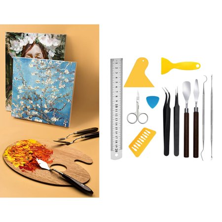 12 Piece Craft Tool Set Including Tweezers Scissor Hook Rulers for 2D ...