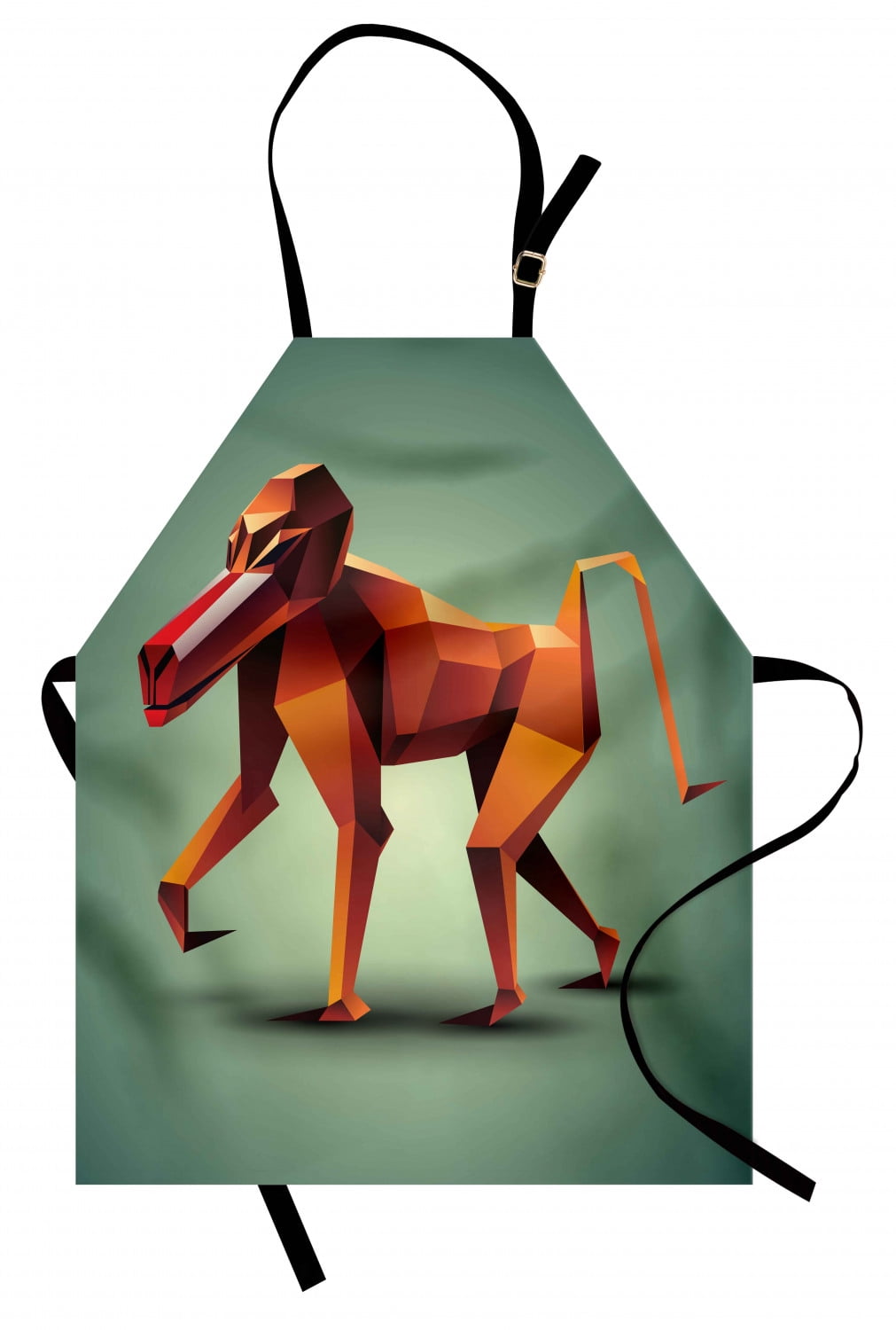 Geometric Apron Wildlife Vector Illustration of Polygonal Monkey Baboon ...