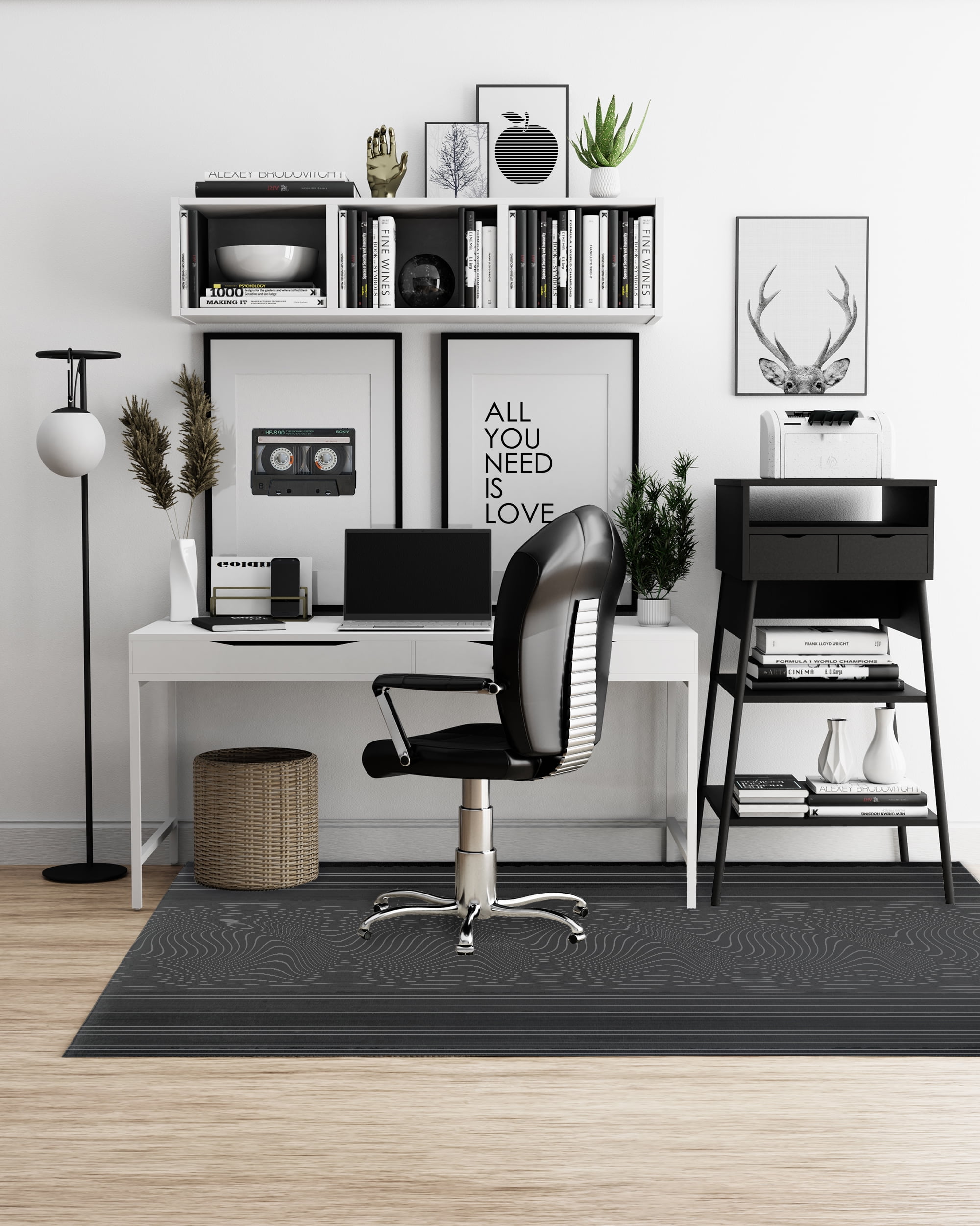 KINETIC STRIPES CHARCOAL Office Mat By Kavka Designs - Walmart.com
