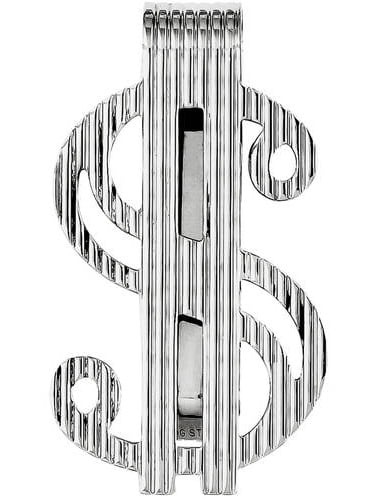 Primal Silver Sterling Silver Rhodium-plated Dollar Sign Money Clip ...