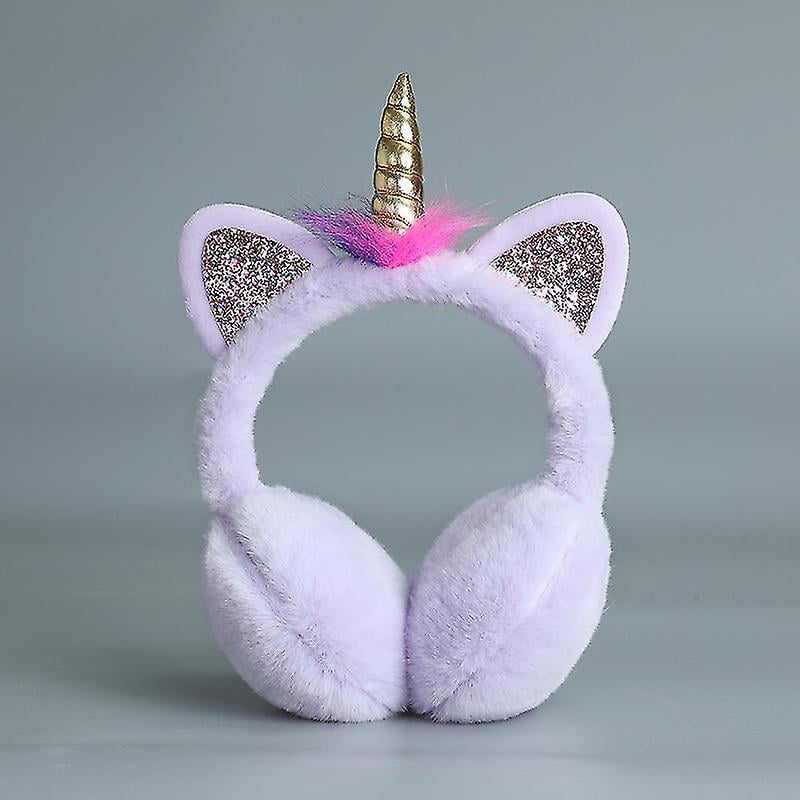 Orejeras de unicornio de peluche para niñas, orejeras con dibujos ...