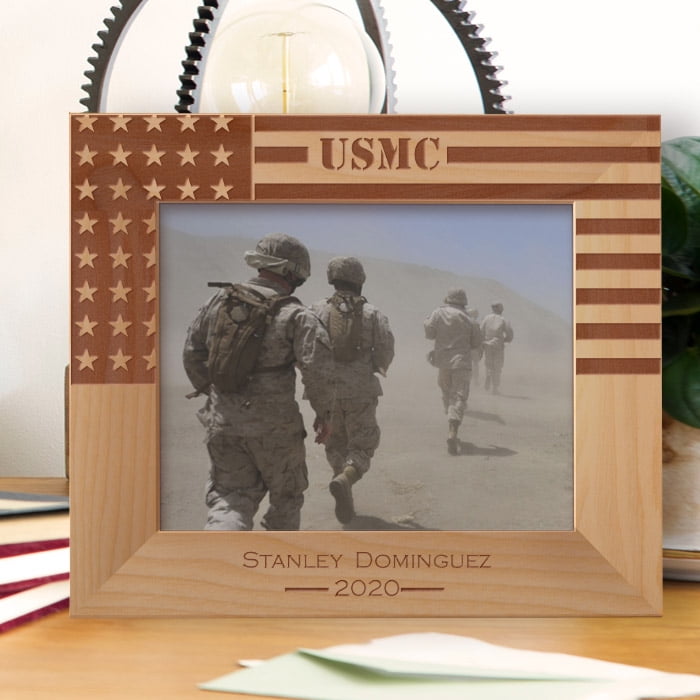 USMC Personalized Wooden Frame-10" x 8" Brown Horizontal - Walmart.com