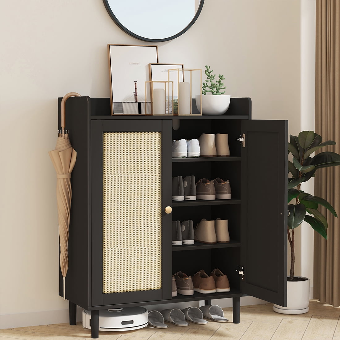 Click here for Bocvkenn 5-Layer Rattan Shoe Cabinets With 2 Doors... prices