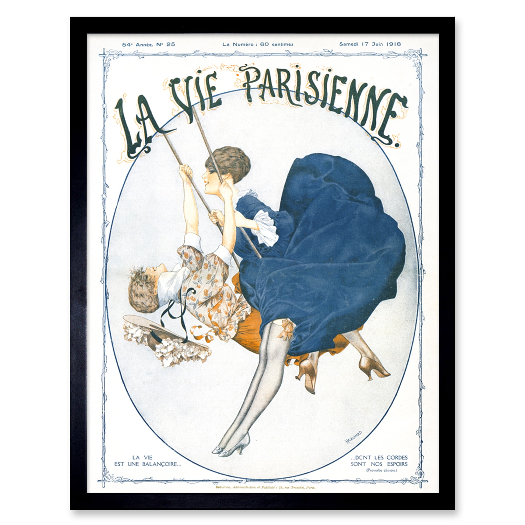 Vintage French Fashion La Vie Parisienne Swinging Ladies Magazine Cover ...