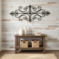 Black Metal Wall Art 45x18 Inch, Rustic Wrought Iron Scroll Wall Decor ...