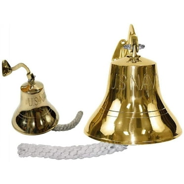Trading Co Wall Mountable Nautical Brass Bell 4" Gold - Solid Brass ...