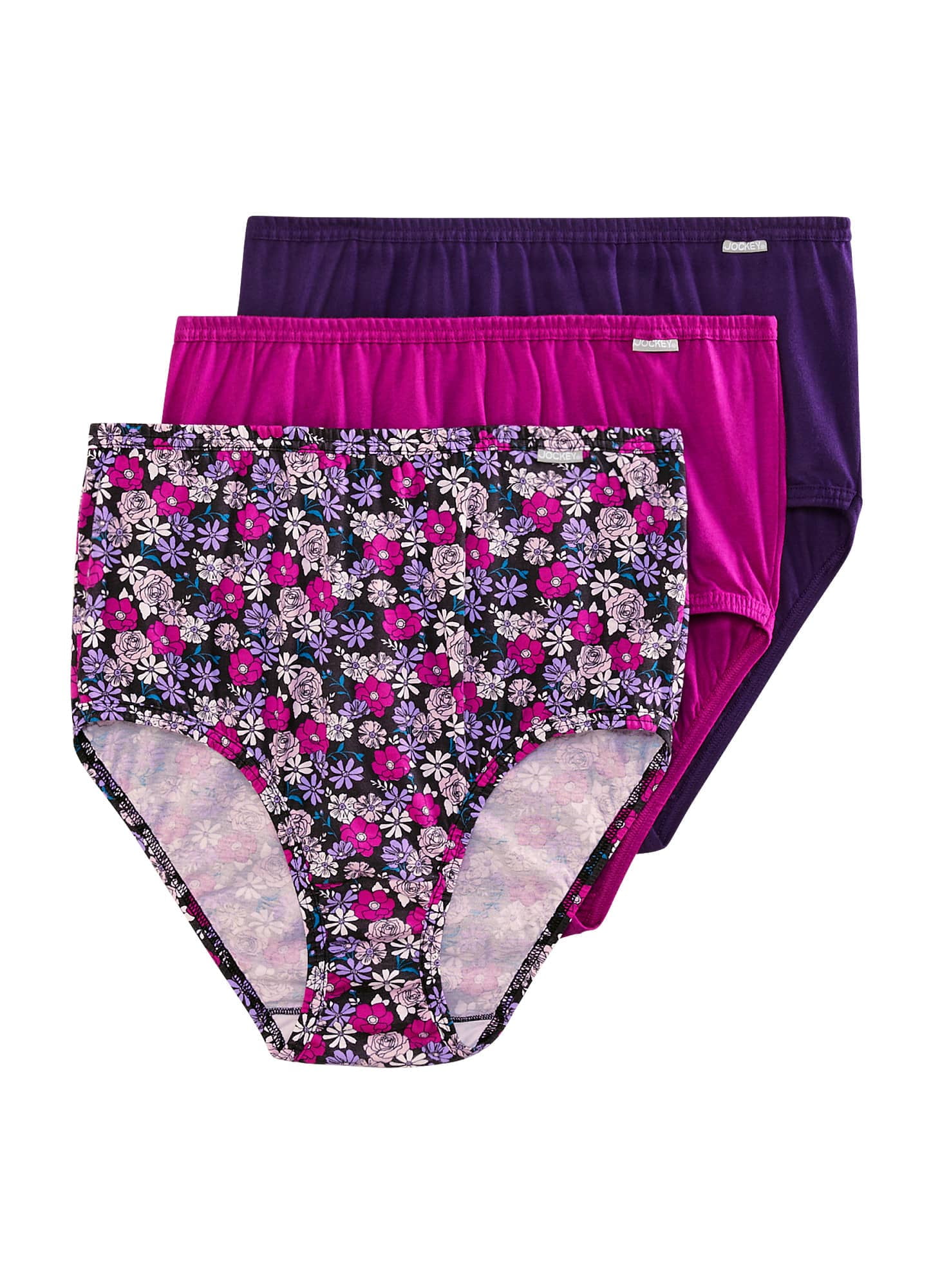 Jockey Womens Plus Size Elance Brief 3 Pack Underwear Briefs 100% ...