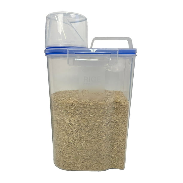 Rice Food Storage Containers Lid Airtight Measuring Cup Container Dry ...