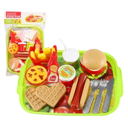 22PCS Kids Play Fast Food Toy Set DIY Removable Hamburger Toy Set Food ...