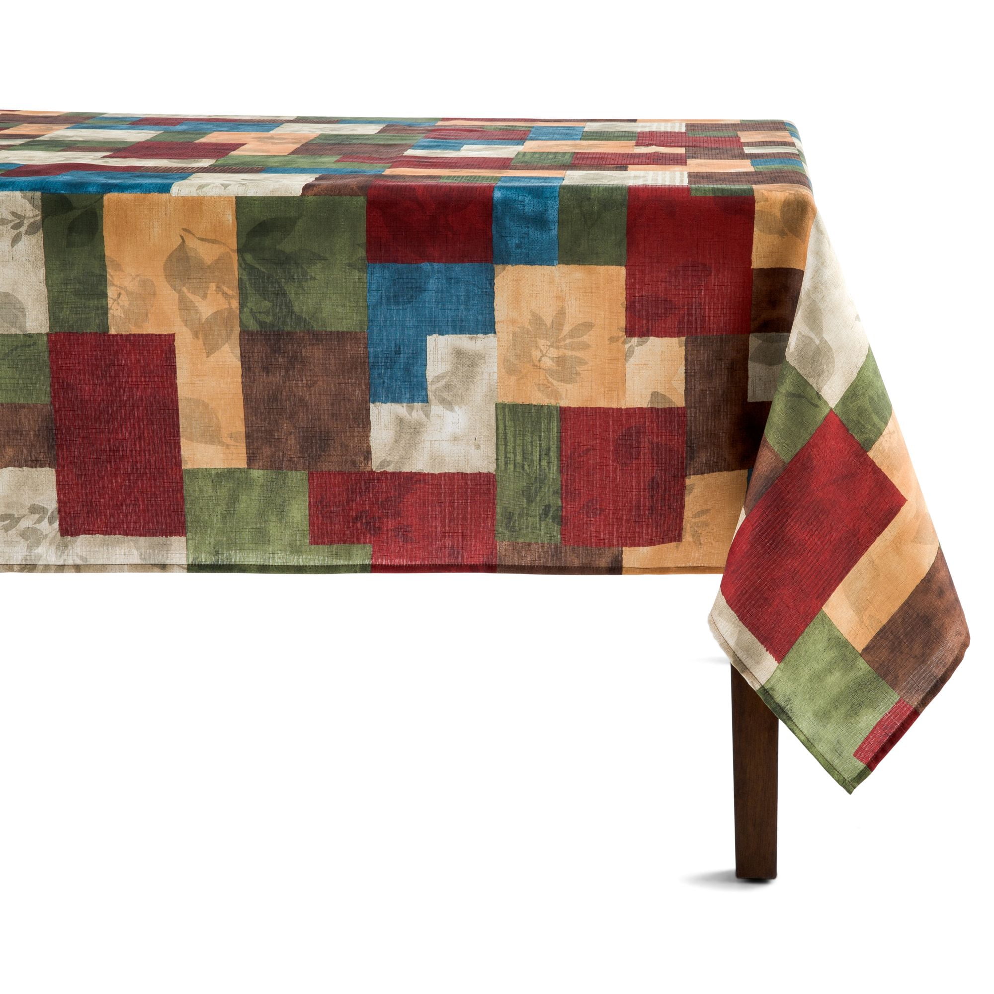 Mainstays Cortona Leaves Fabric Tablecloth, Multicolor, 60"W x 84"L ...