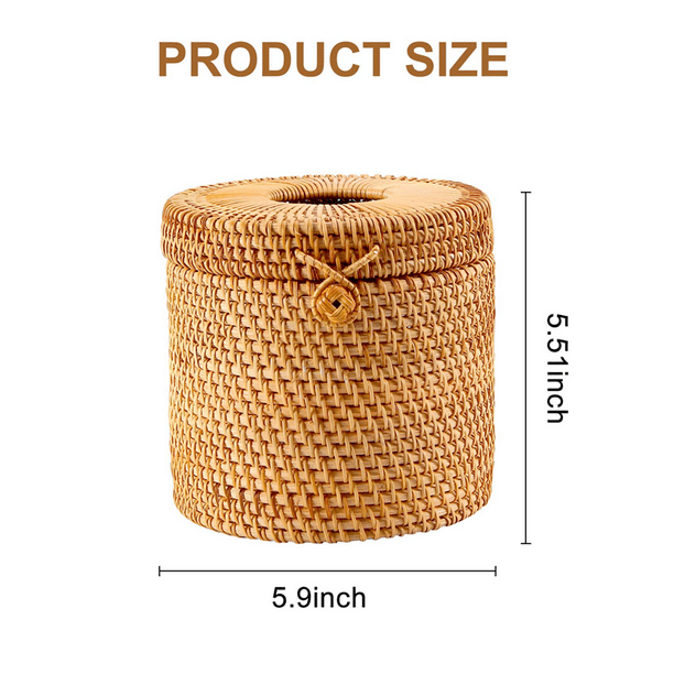 Rattan Tissue Box Toilet Paper Cover Wicker Decorative Holders with Lid ...