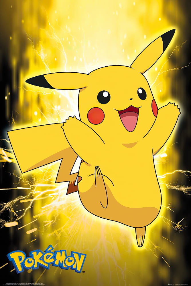 Pokemon - TV Show / Gaming Poster (Pikachu Jumping) (Size: 24" X 36 ...