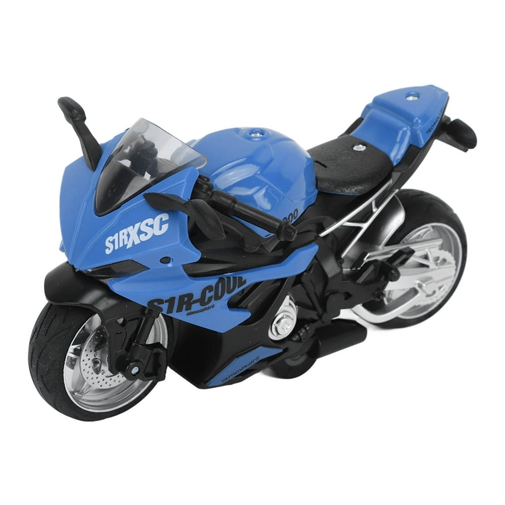 Generic Kids Motorcycle Toy Pull Back High Simulation Alloy Motorcycle Model Toy For Collection Green Blue White Blue