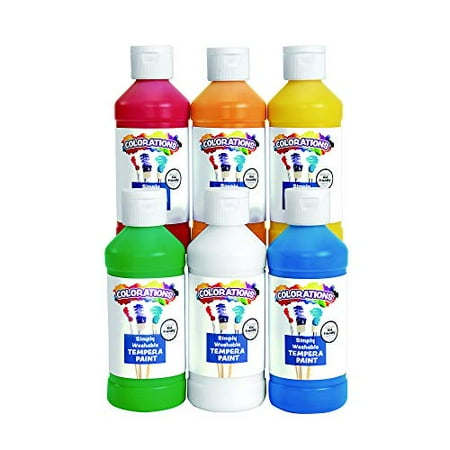 Colorations Simply Washable Tempera Paints, 8 fl oz, Set of 6 Colors ...