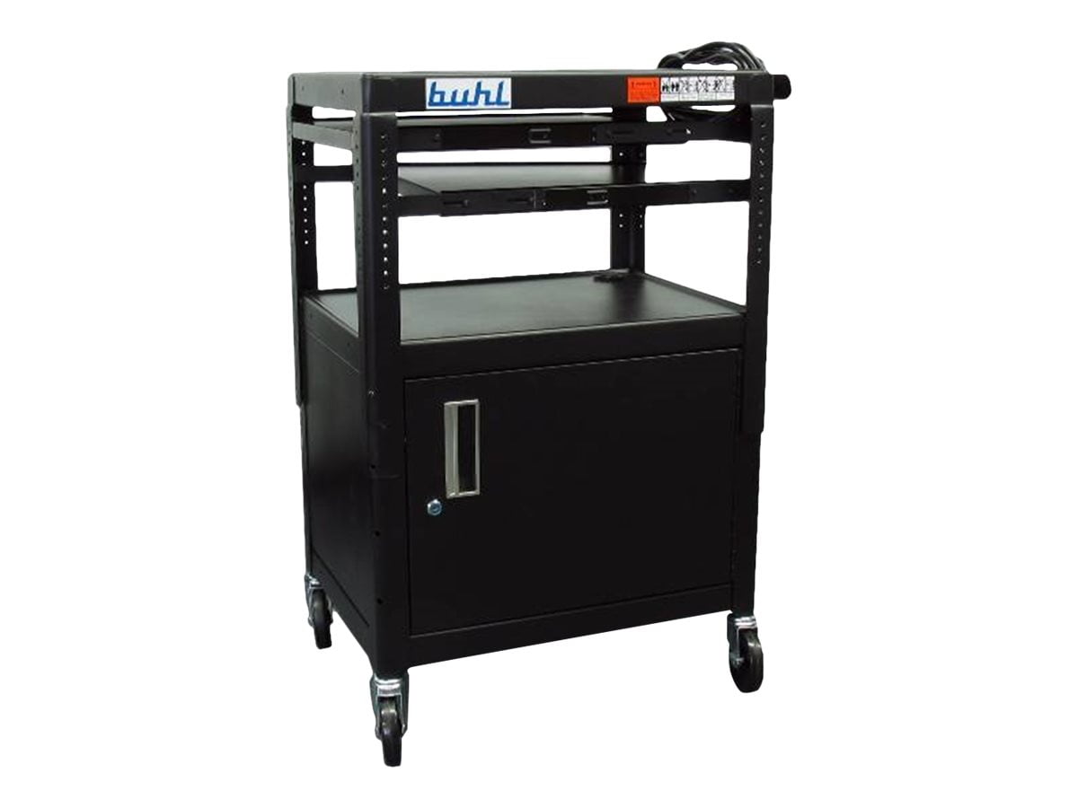 Height Adjustable AV Media cart w/ Security Cabinet - Two Pull-Out ...