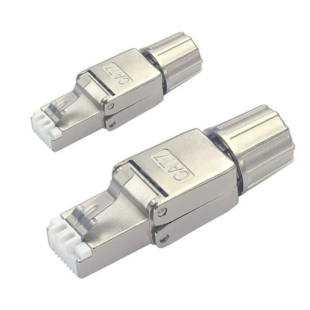 RJ45 Cat7 Connectors 2-Pack, Tool-Free Reusable Shielded Ethernet ...