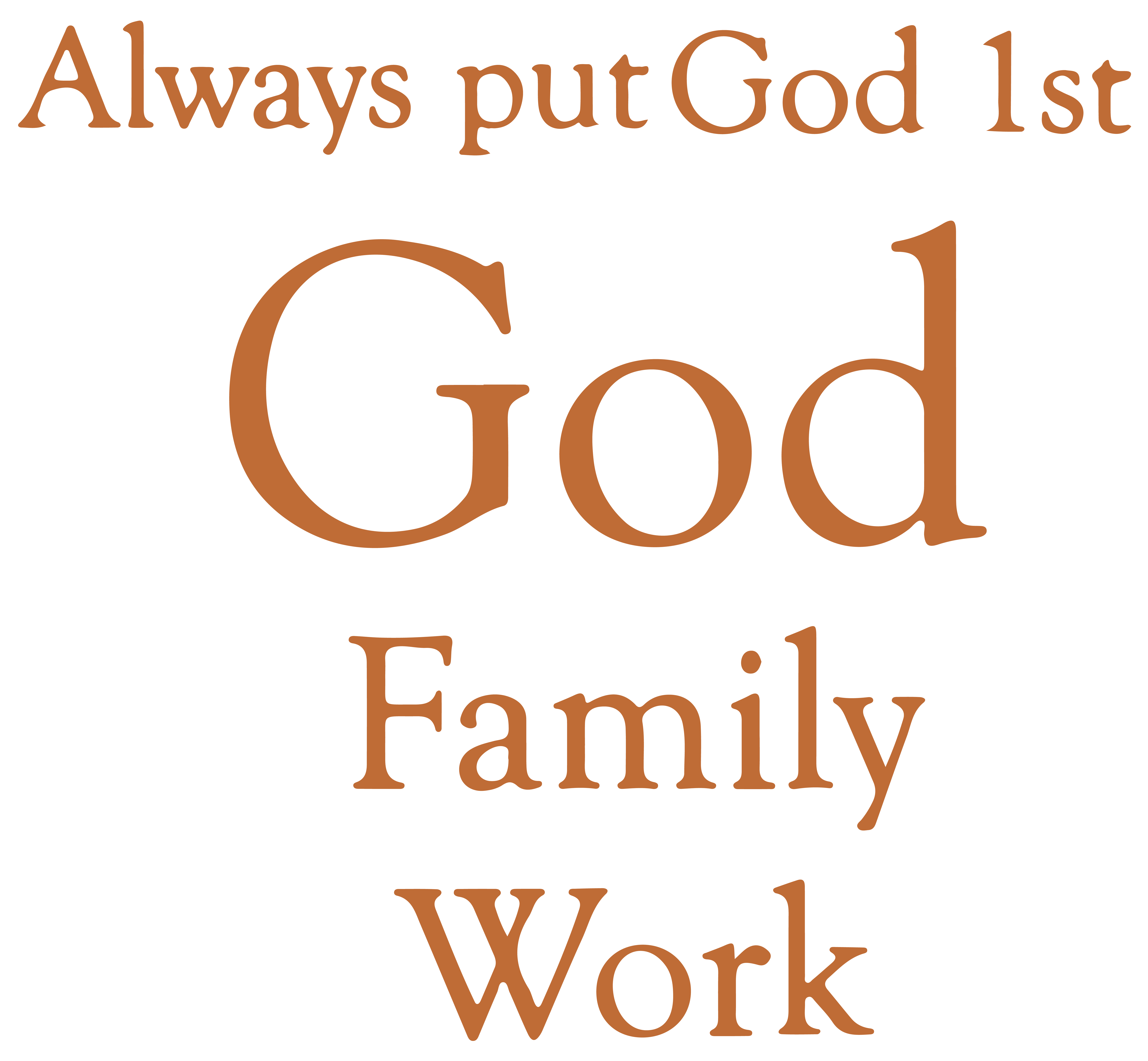 Always put God 1st God, Family, Work Vinyl Decal Sticker Quote - Large ...