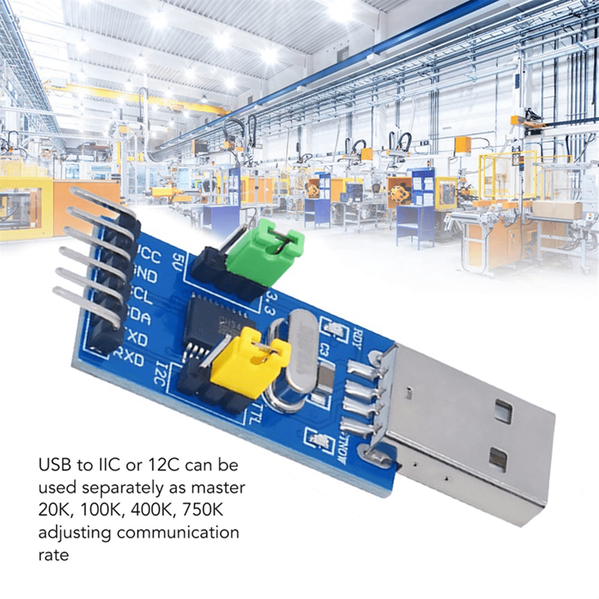 USB to IIC Adapter Module, USB to IIC I2C UART Converter Adapter Module Electronic Components ...