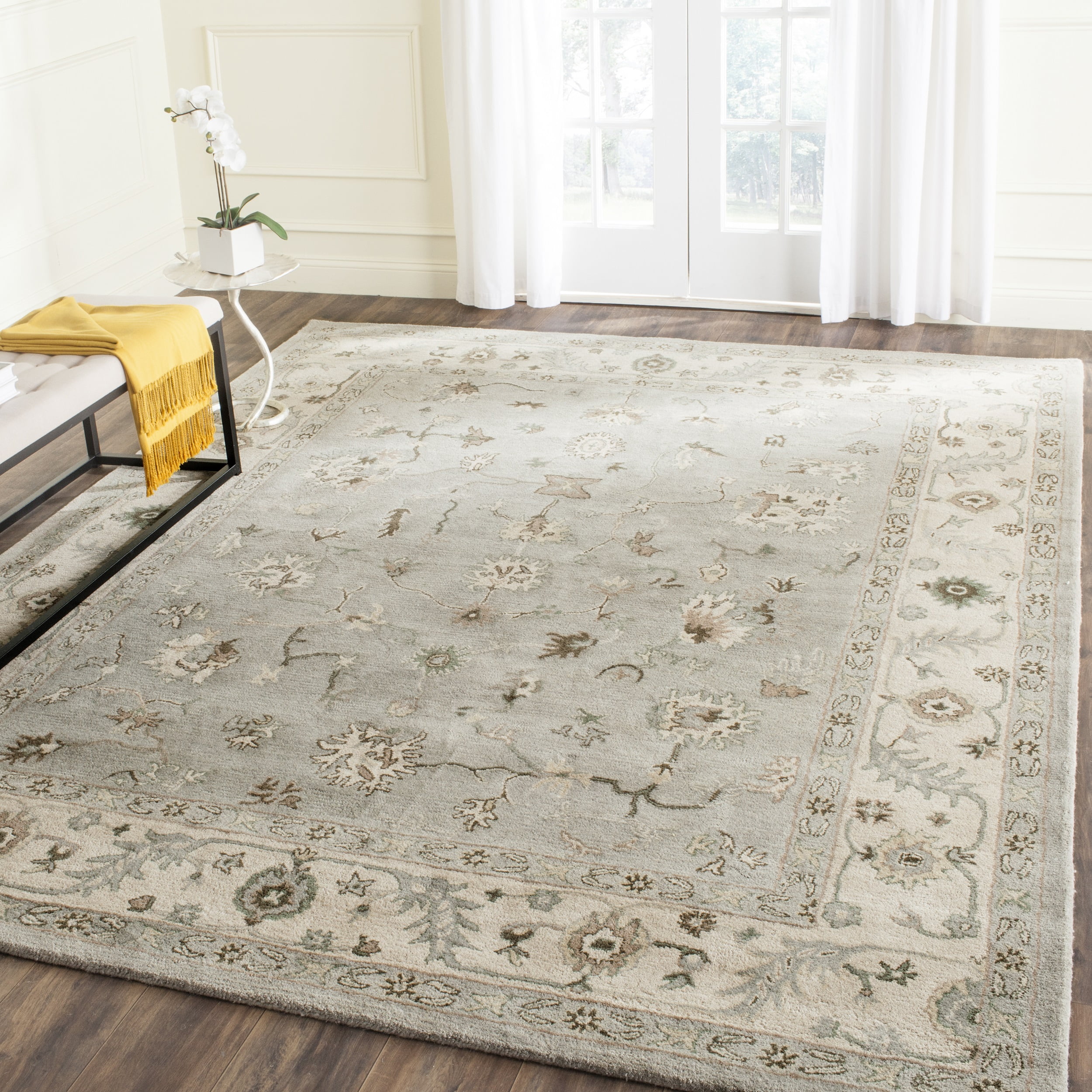 SAFAVIEH Heritage Angelle Traditional Wool Area Rug, Beige/Grey, 8' x ...