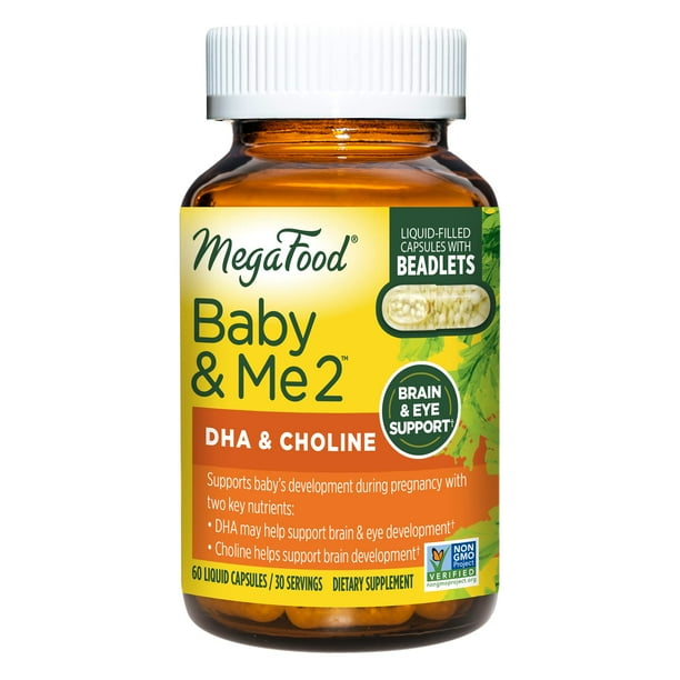 Suplemento prenatal MegaFood Baby & Me 2 con DHA y colina 60 cápsulas | Bodega Aurrera en línea