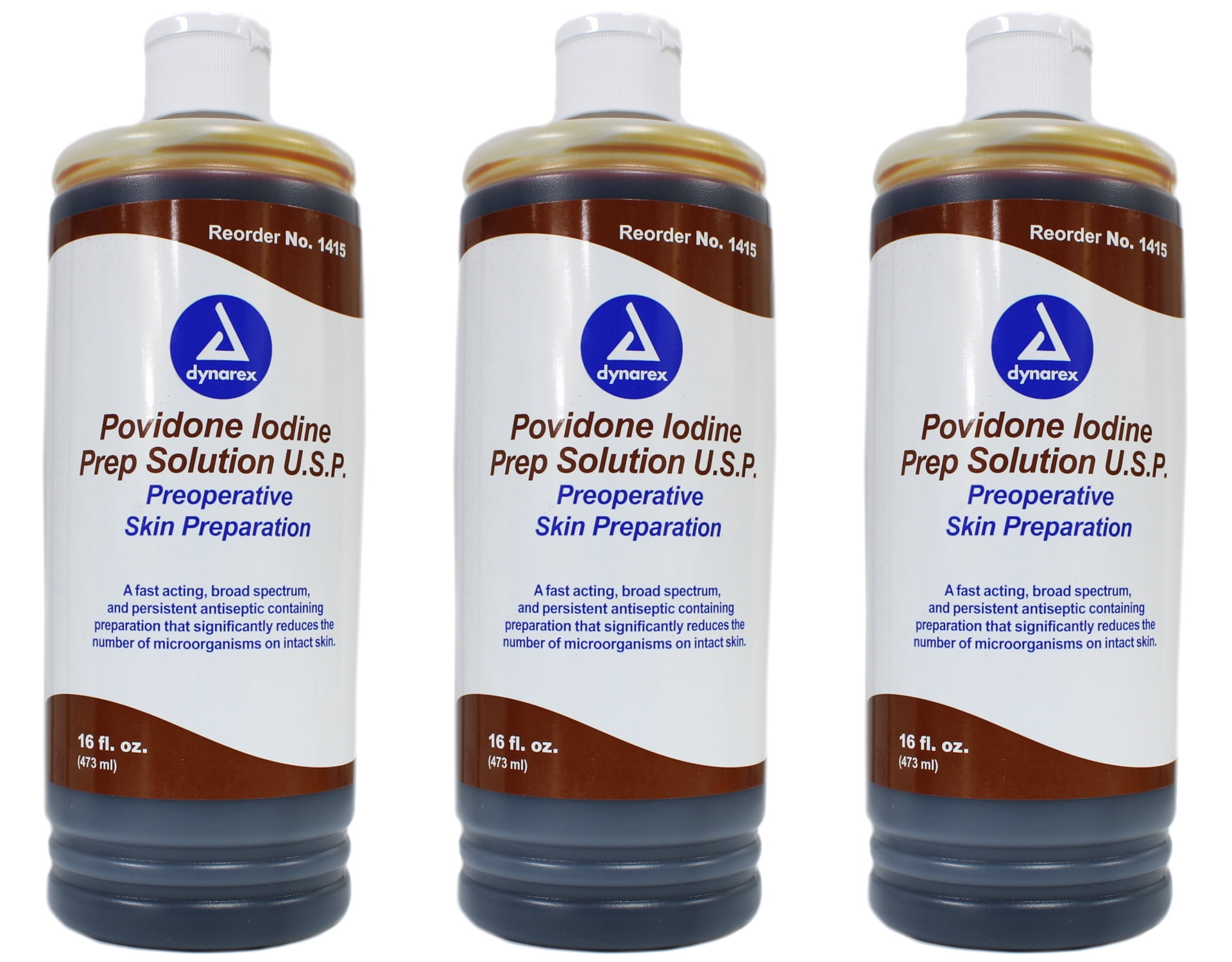 3 Pack Dynarex D1415 Povidone Iodine Disinfecting Solution U.S.P ...