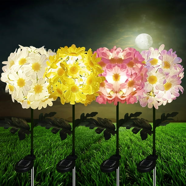 4 Pack Daisy Flower Ball Solar Lights, Decorative Solar Garden Lights ...