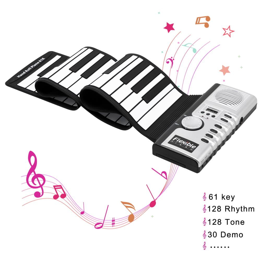 Zimtown 61 Key Dual-power Electronic Roll Up Piano Keyboard with Built ...