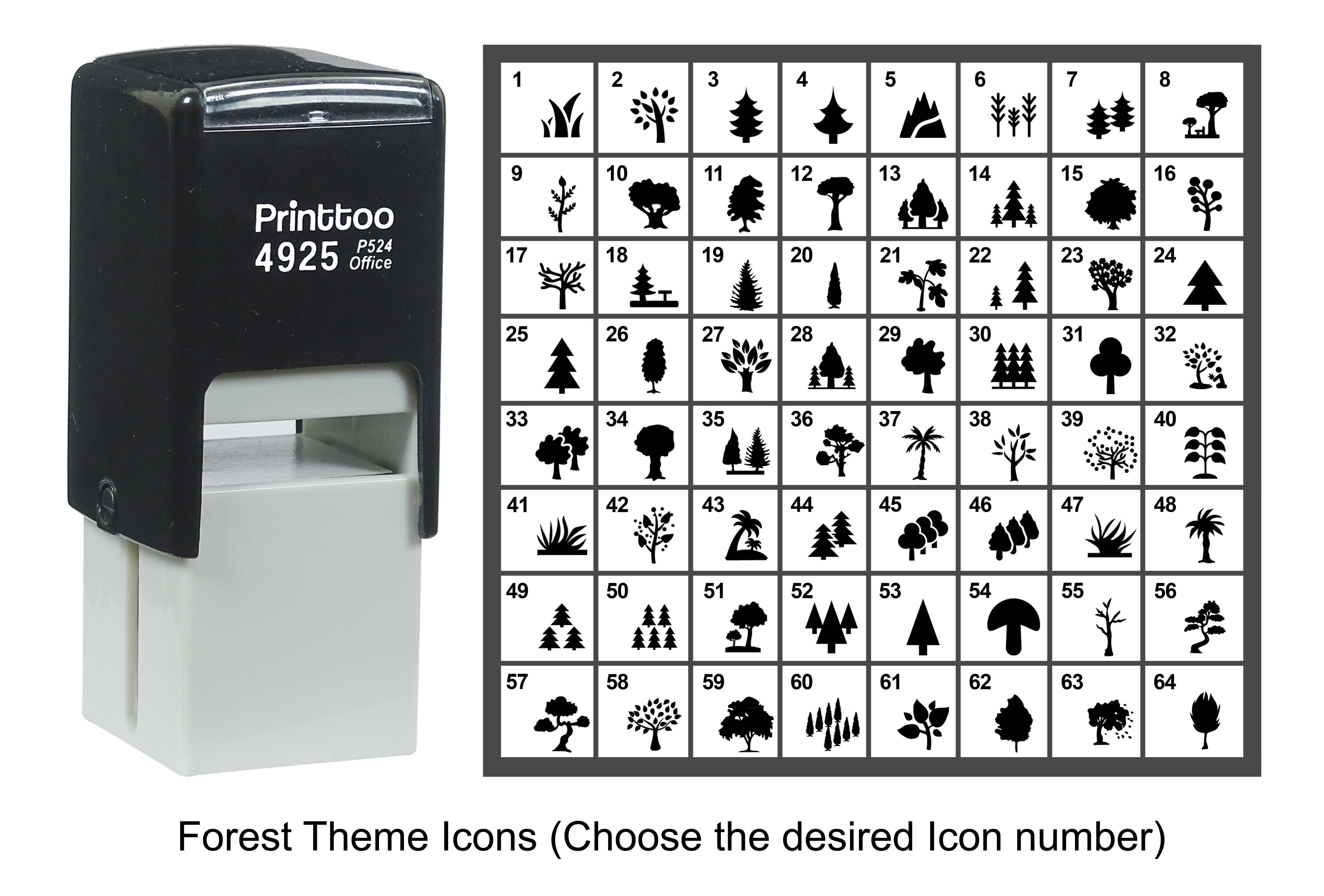Printtoo Personalized Forest Theme Icons Rubber Stamp Self Inking ...