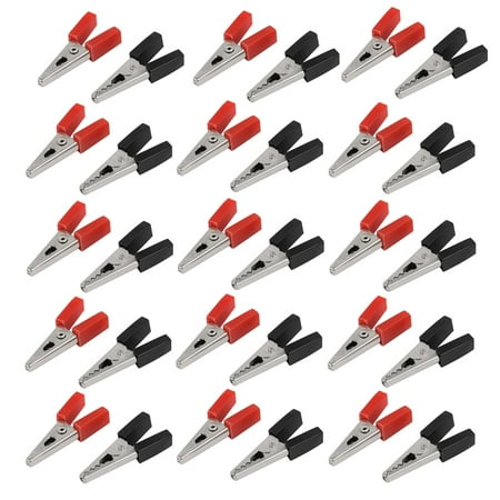 Unique Bargains 30pcs 5A Metal Test Insulated Boot Alligator Clip Red ...