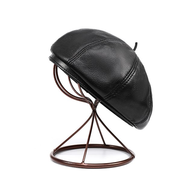 Pudi Women Genuine Leather Beret Cap Hat 2021 Brand New Men Real Sheep ...
