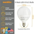Sunlite LED G16.5 Bulb, 5W (40W Eq.), E12 Base, Dimmable, Frost, 3000K Warm, 6-Pack - Walmart.com