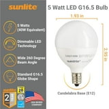 Sunlite LED G16.5 Bulb, 5W (40W Eq.), E12 Base, Dimmable, Frost, 3000K Warm, 6-Pack - Walmart.com