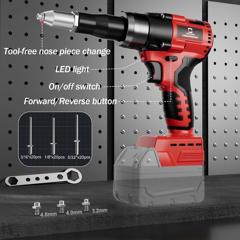 Battery Riveter 2in 1 Cordless Rivet Gun Electric Riveter Brushless ...