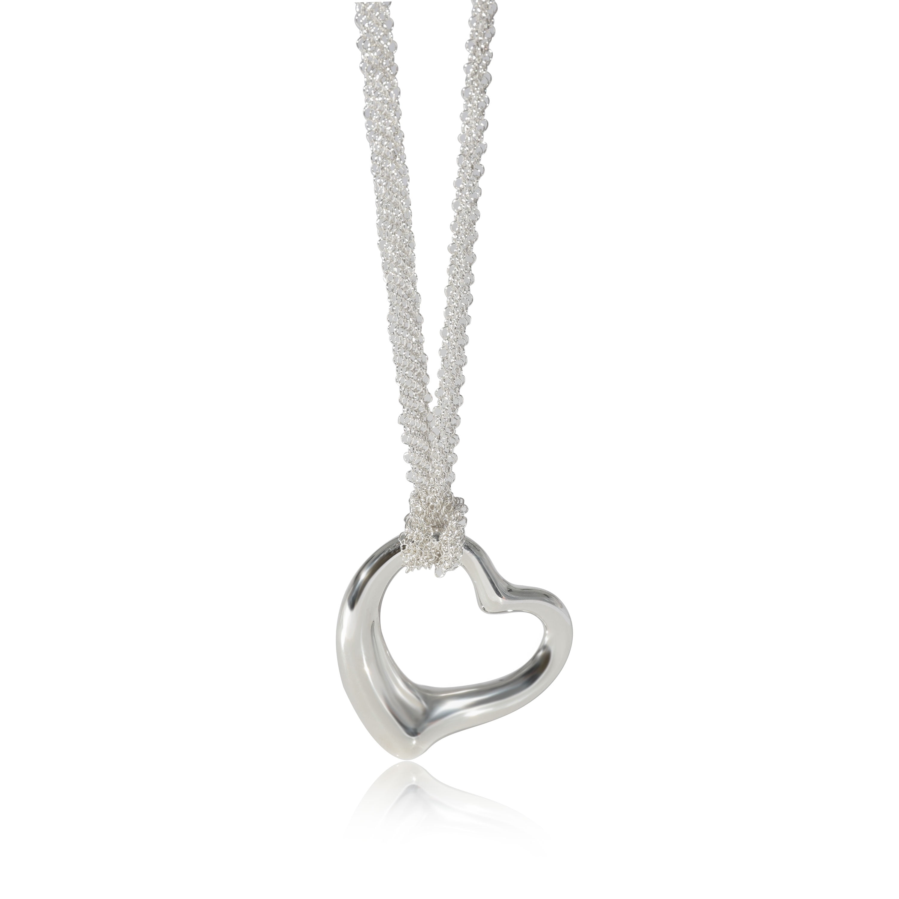 Mesh Heart Necklace Sterling Silver