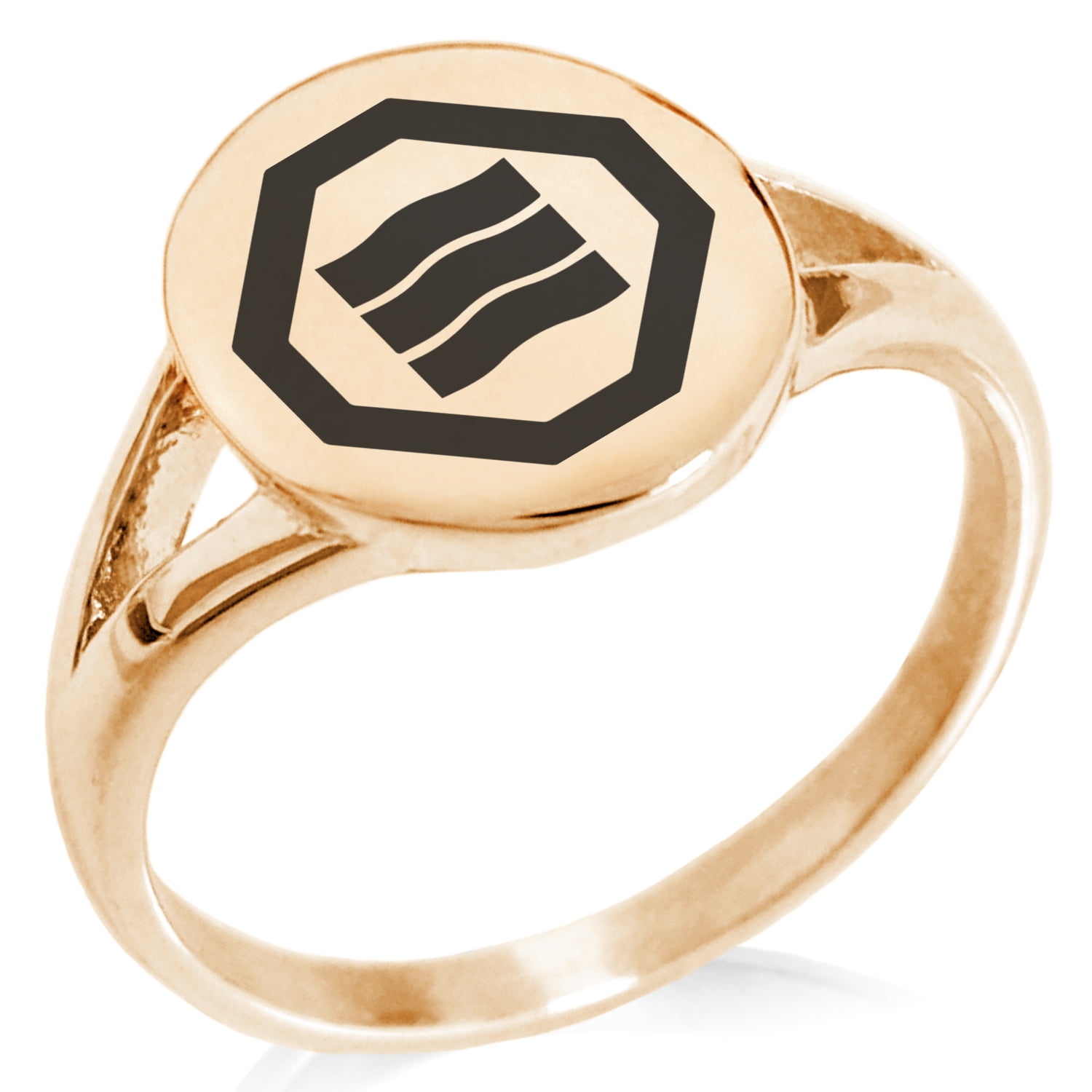 Stainless Steel Kurushima Samurai Crest Minimalist Oval Top Polished ...