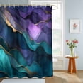 Bathroom Shower Curtain Abstract Modern Teal Purple Marble Waterproof ...