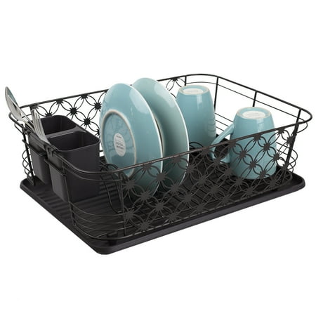 Home Basics 3-piece Decorative Wire Steel Dish Rack, Bronze - Walmart.com