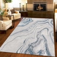 Blue Liquid Texture Area Rugs White Background Print Washable Indoor ...