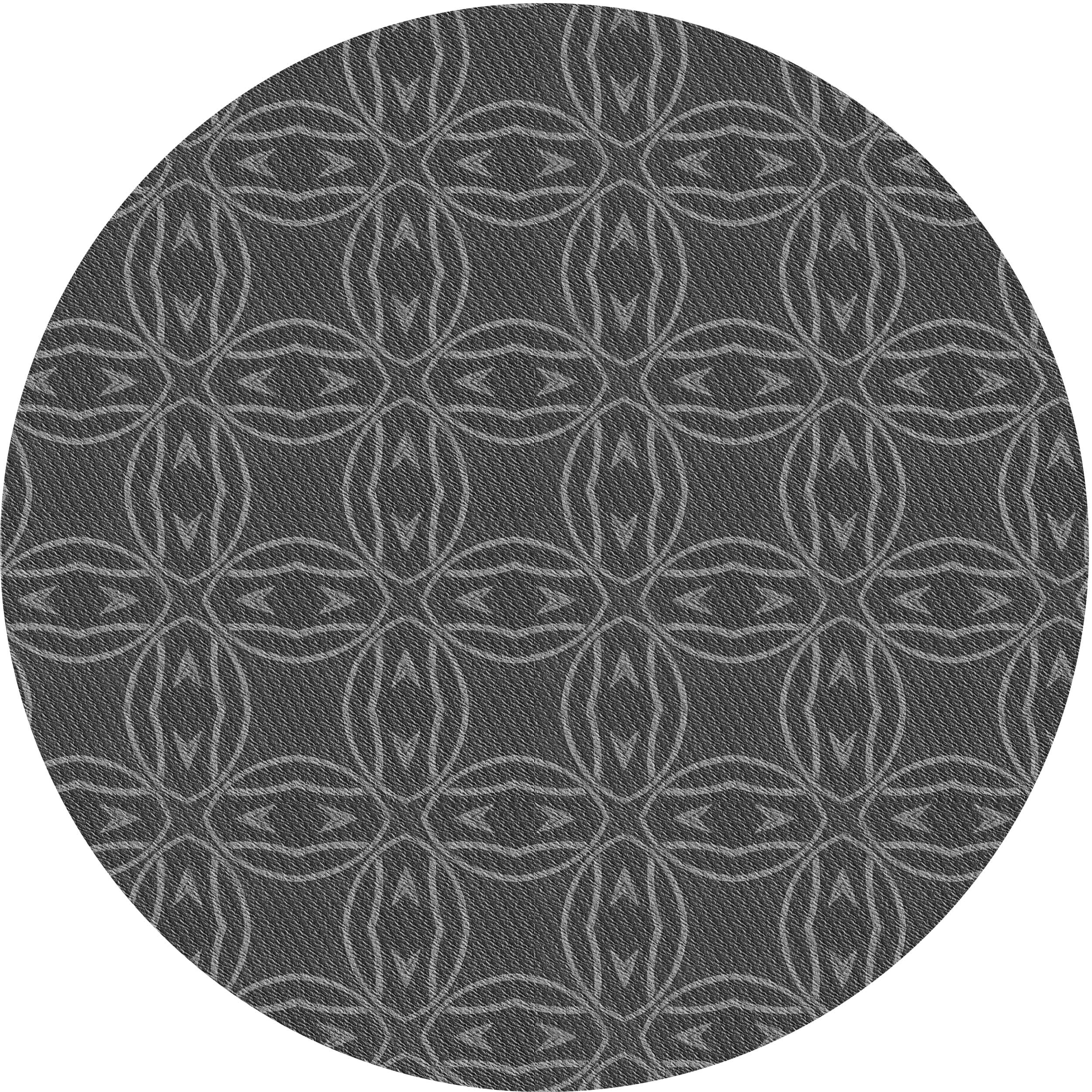 Ahgly Company Indoor Round Patterned Dark Gray Black Area Rugs, 6 ...