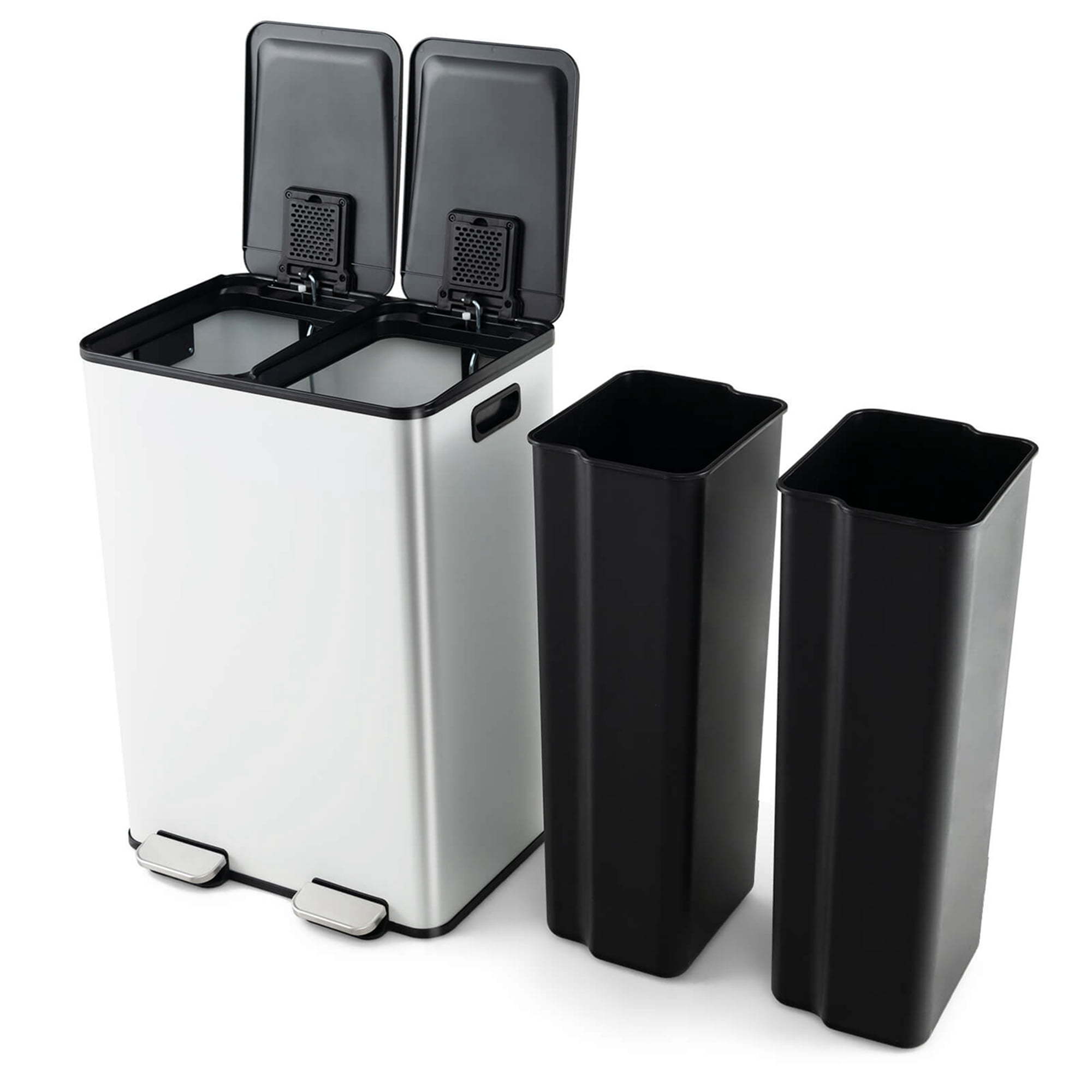 Click here for Costway 16 Gallon Dual Step Trash Can Recycle Bin... prices