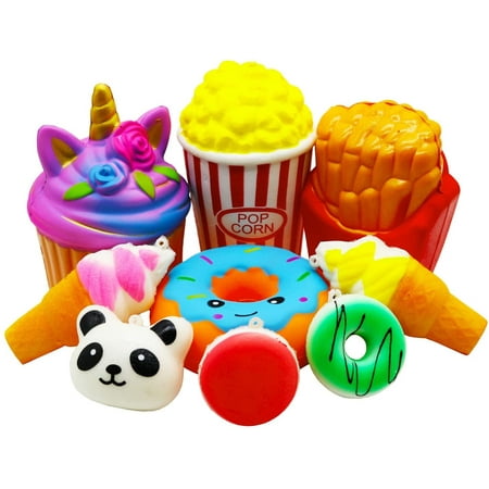 IGUOHAO 9 Pcs Squishies Toys Pack, Jumbo Unicorn Cake Popcorn Donut ...