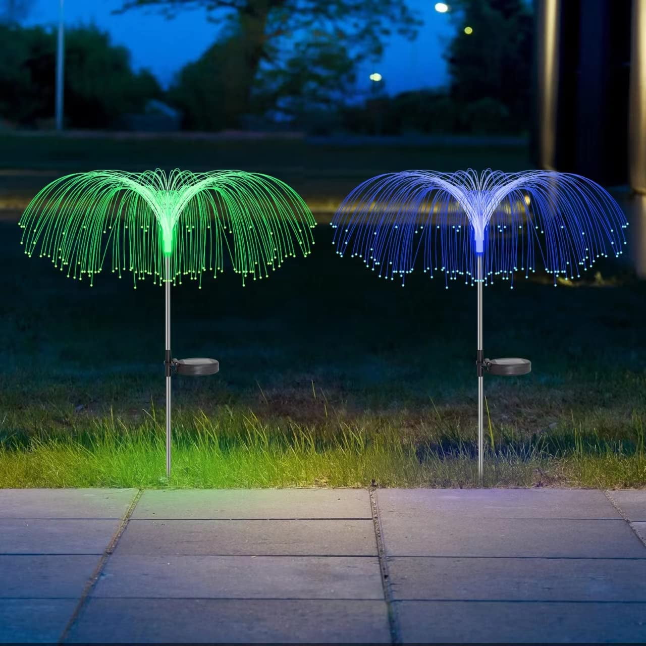 Tutuviw Solar Garden Lights Outdoor 2 Pack, 7 Color Changing Solar ...