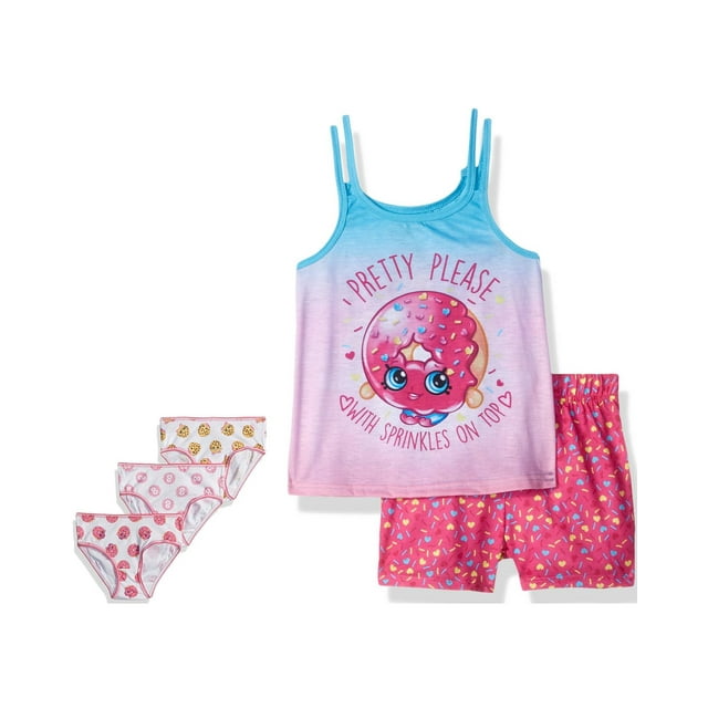 Shopkins Girls Pajama and Panties Fun Sleepwear and Underwear Set ...