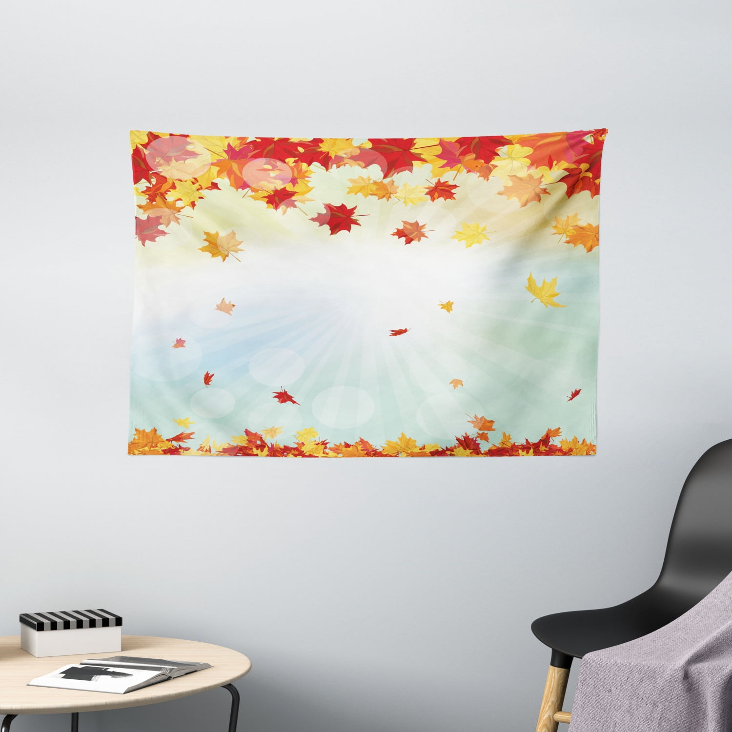 Autumn Tapestry, Bokeh Background with Fallen Maple Leaves Warm Colored ...