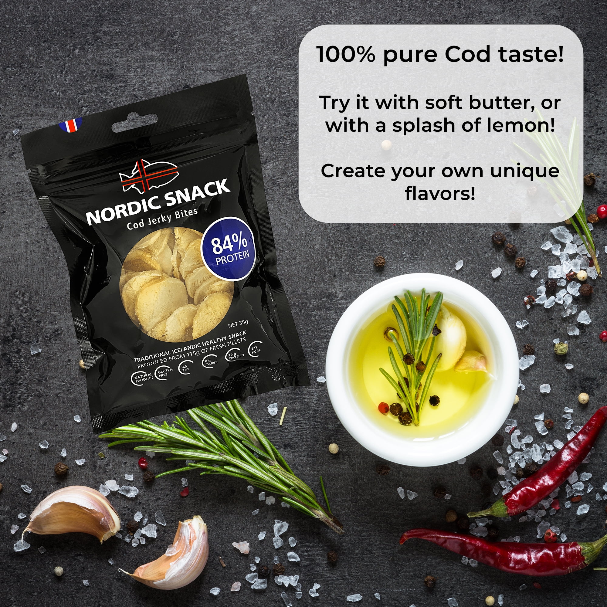 Dried Cod Bites (Hardfiskur) Fish Jerky High Protein Healthy Nordic ...